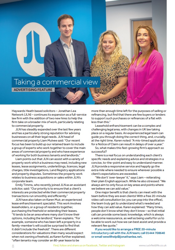 Cuckfield Life Magazine: Taking a Commercial View - Jonathan Lea Network
